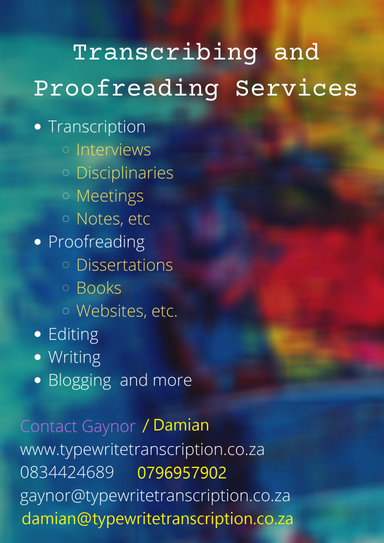 Typewrite Transcription, Editing and Typing Services CC